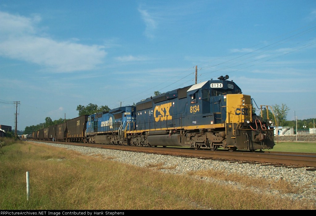 CSX 8134 heads up A746 in West Point in the last of a series of pictures showing the whole train ...